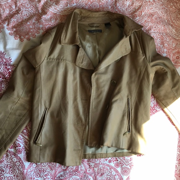 Liz Claiborne | Jackets & Coats | Tan Leather Buttonup Jacket | Poshmark